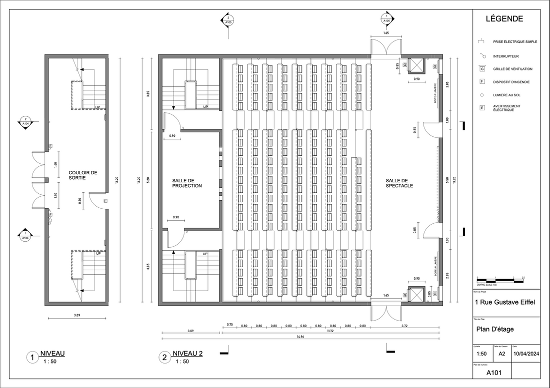 Rénovation amphithéatre IDF - Relevés, plans 2D - DWG - RealBox
